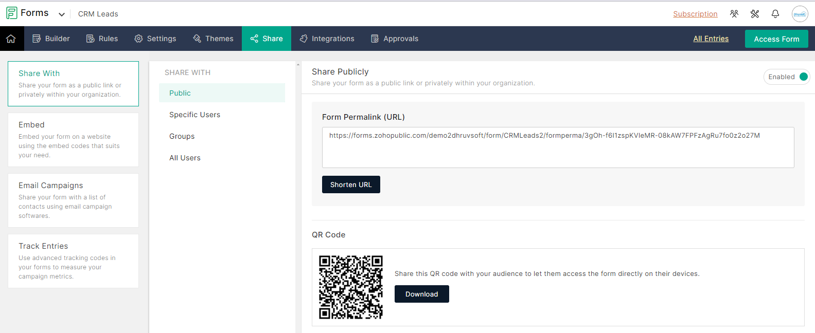Zoho CRM Integration with Zoho Forms
